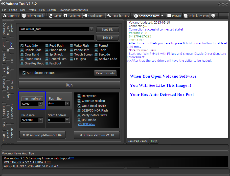 How To Connect SPD Android With Volcano Main Cable Using Detect Tab