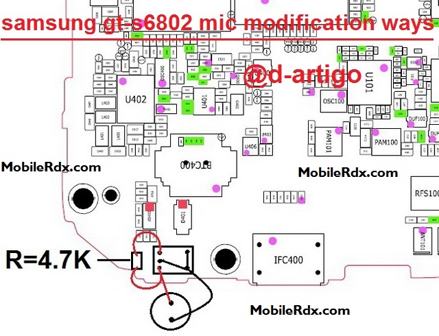Samsung GT-S6802 Mic Ways Modification Jumper Solution