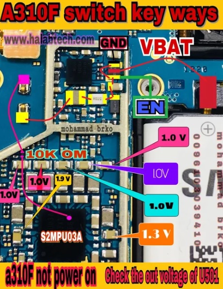 Samsung Galaxy A3 A310F Power Key Ways On-Off Button Jumper