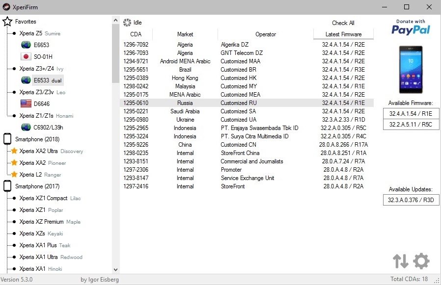 Download XperiFirm - Xperia Firmware Downloader v5.3.7
