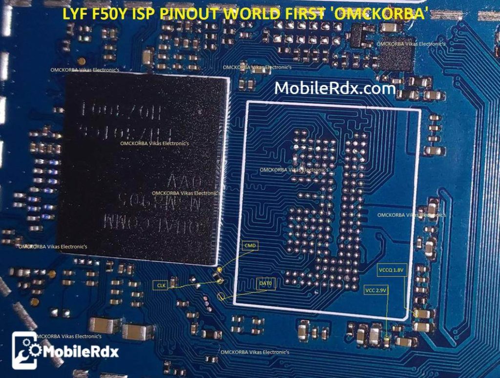 LYF Jio F50Y ISP (EMMC) Pinout For EMMC Programming And Flashing