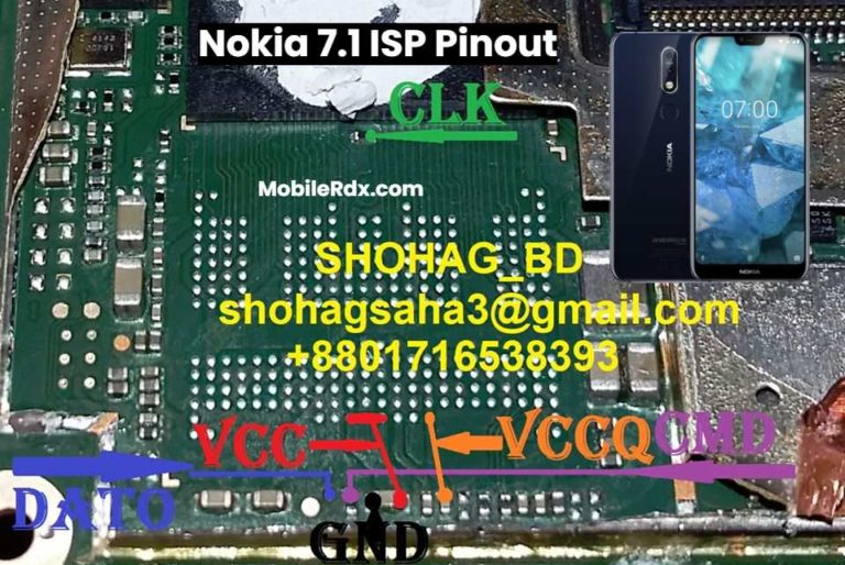 Nokia 7.1 ISP Pinout For EMMC Programming, Dead Boot Repair