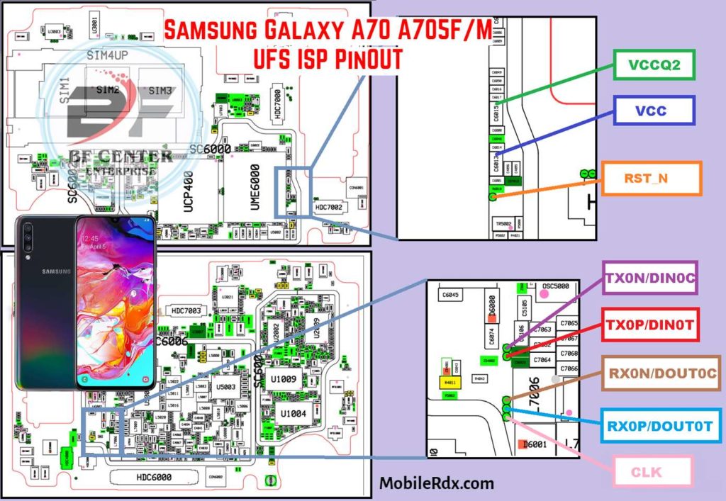 Samsung Galaxy A70 A705F/M UFS ISP PinOUT | Test Point