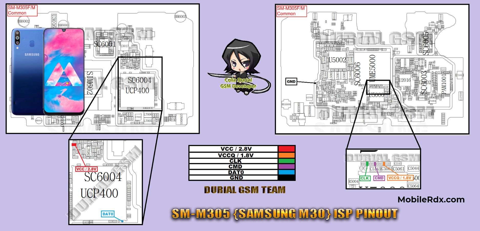 Samsung Galaxy M30 EMMC ISP PinOUT to Remove Pattern, FRP Lock