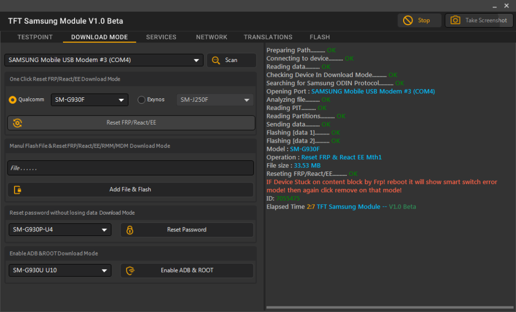 Download TFT Samsung Module V1.0 Tool | Remove Pattern/FRP