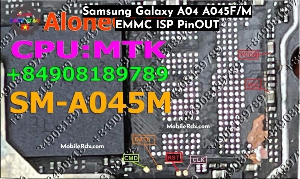 Samsung Galaxy A04 A045F/M ISP PinOUT | Test Point Image Samsung Galaxy A04 A045F/M ISP PinOUT | Test Point Image