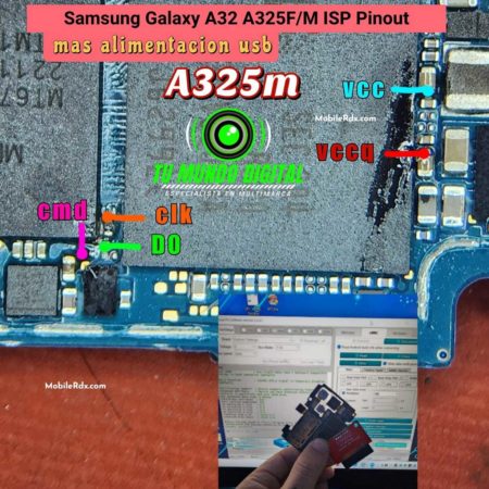 Samsung Galaxy A32 A325F/M EMMC ISP Pinout | Test Point Image