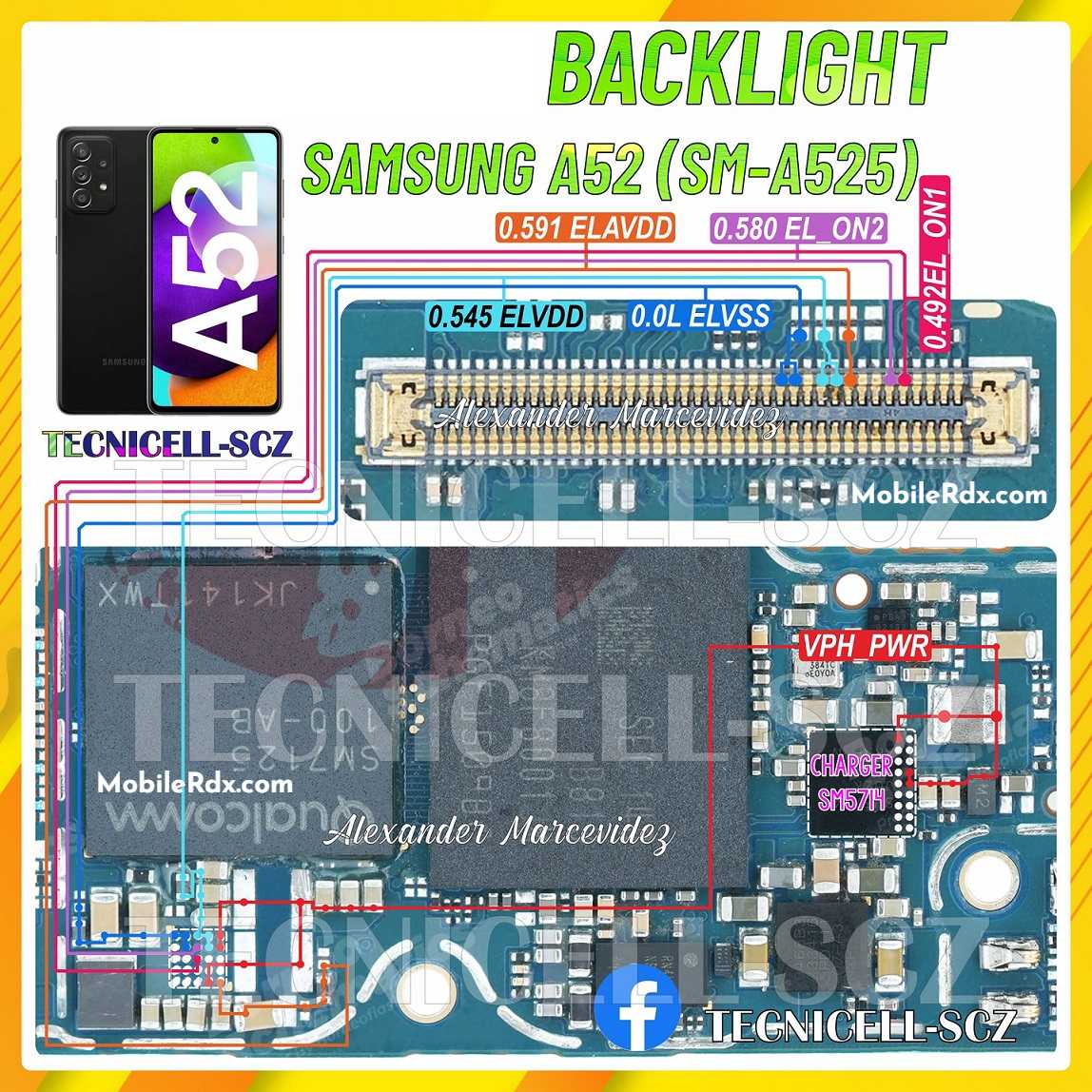 Samsung Galaxy A52 A525 Backlight Ways | Repair Display Problem