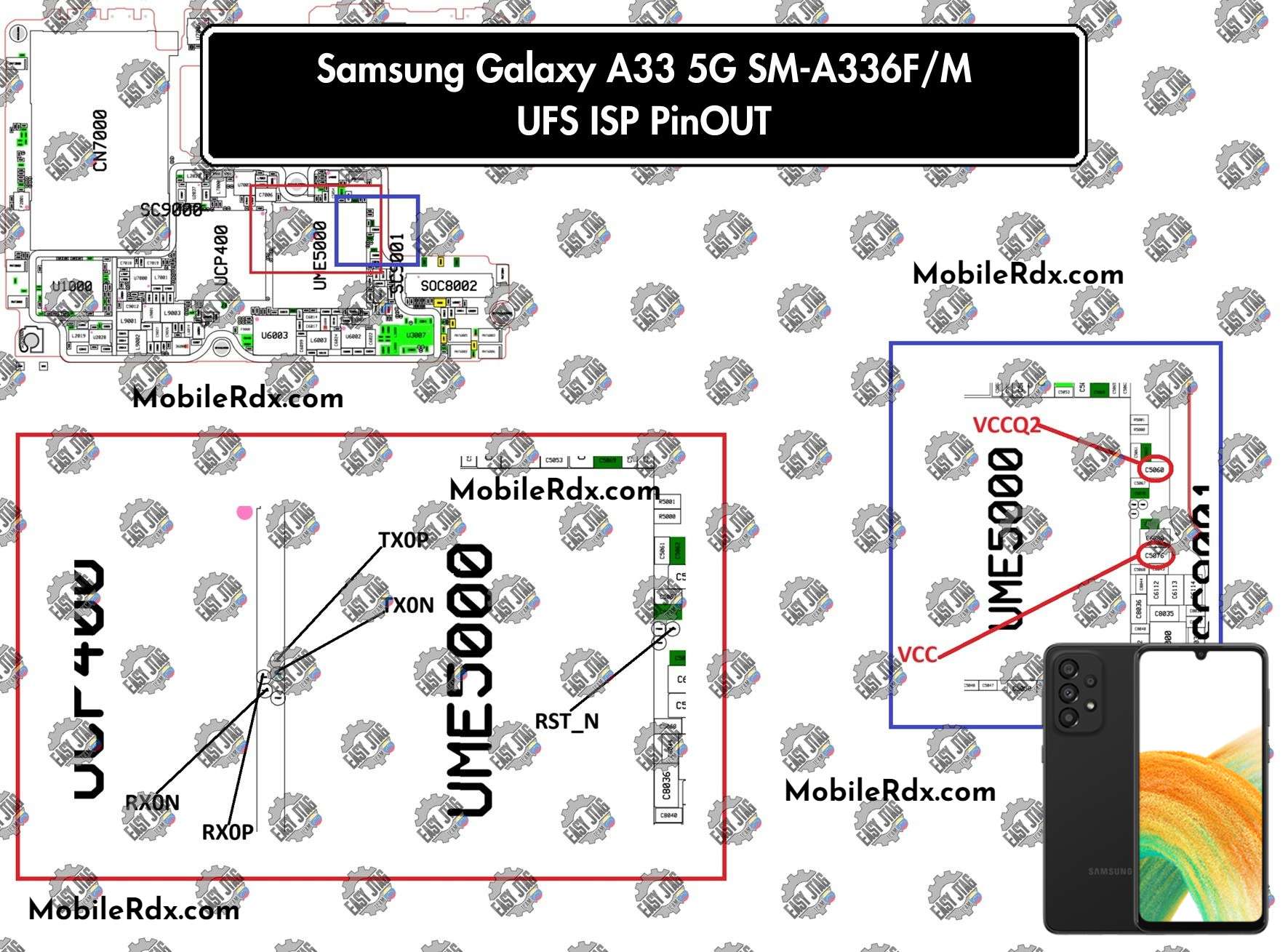 Samsung Galaxy A33 5G SM-A336F/M UFS ISP PinOUT