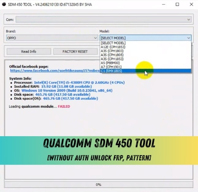 Download Qualcomm SDM 450 Tool | Without AUTH Unlock FRP, Pattern