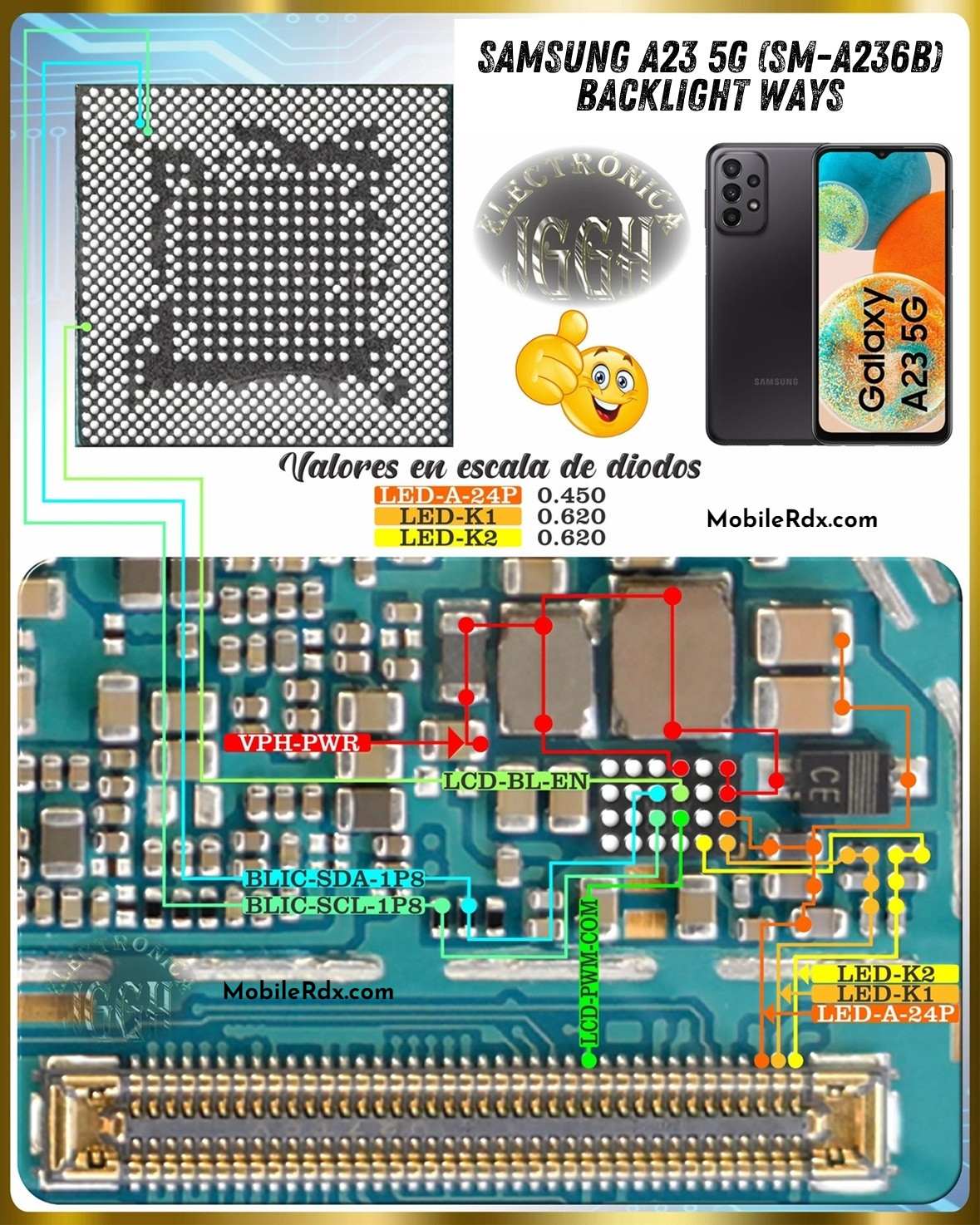 Samsung A23 5G (SM-A236B) Backlight Ways | Repair Display Problem