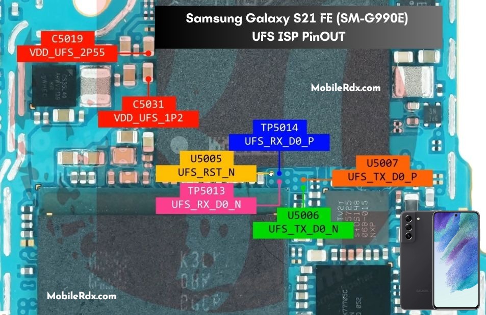 Samsung Galaxy S21 FE (SM-G990E) UFS ISP PinOUT