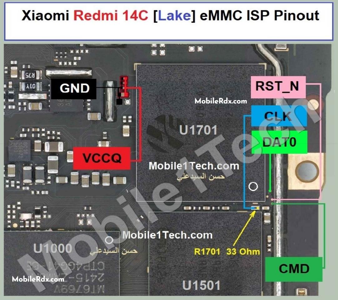Xiaomi Redmi 14C EMMC ISP PinOUT | Test Point