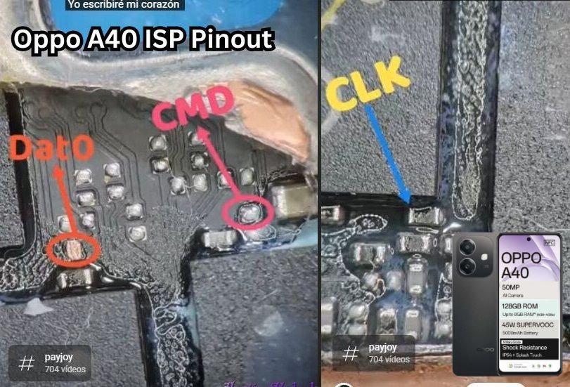 Oppo A40 ISP PinOUT | EMMC Ways