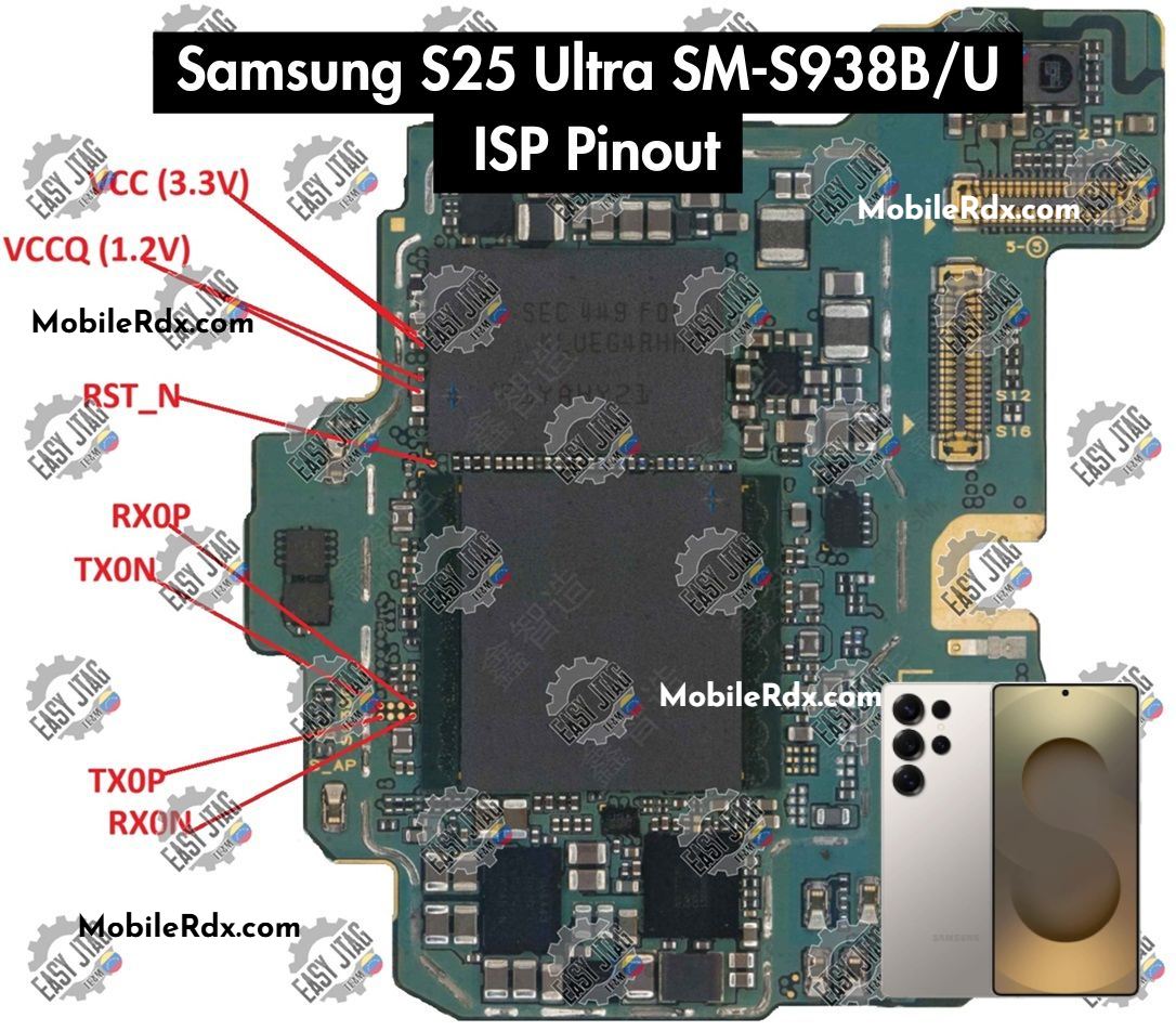Samsung S25 Ultra SM-S938B/U UFS ISP Pinout