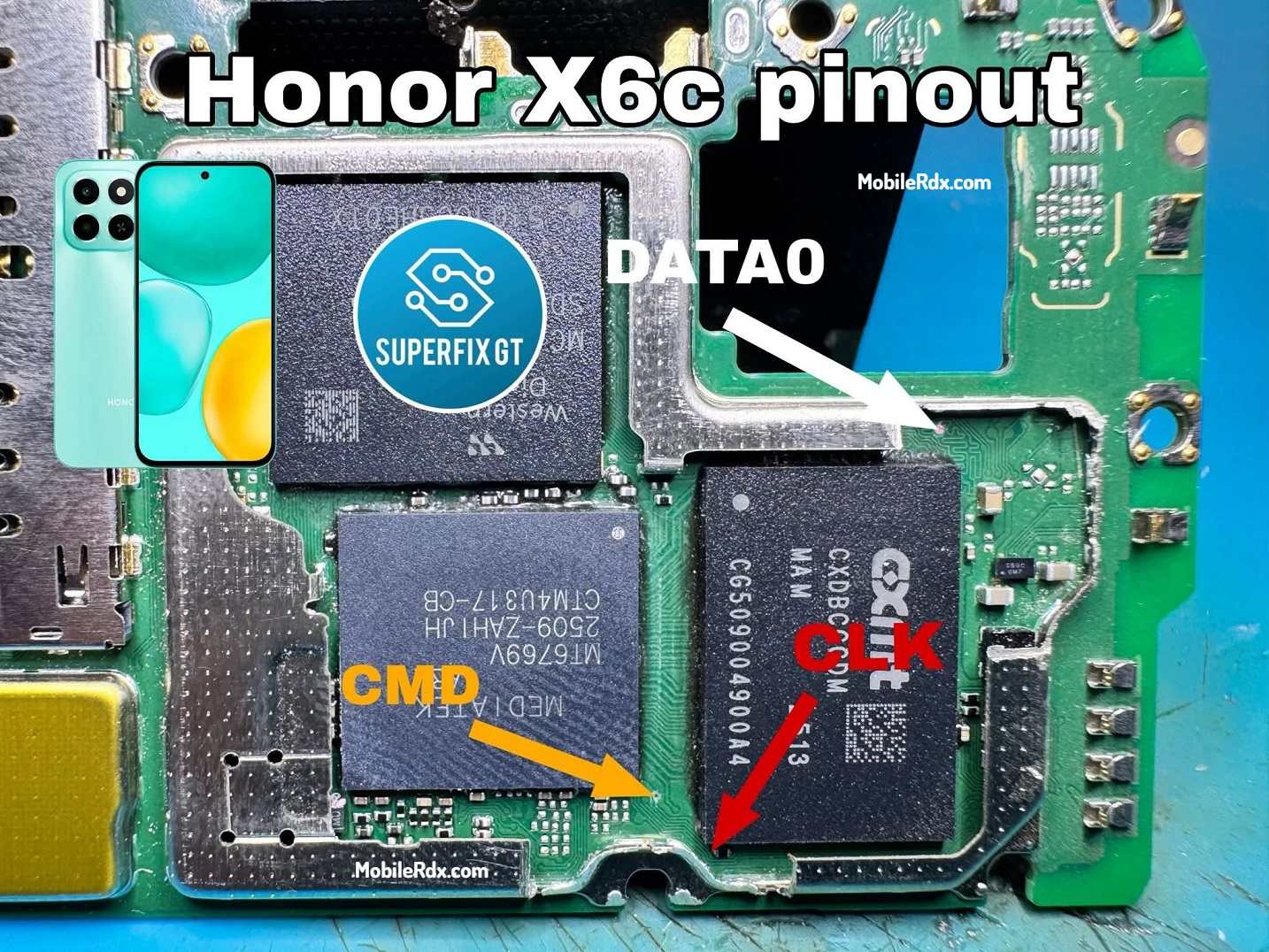 Honor X6c EMMC ISP PinOUT | EMMC Ways