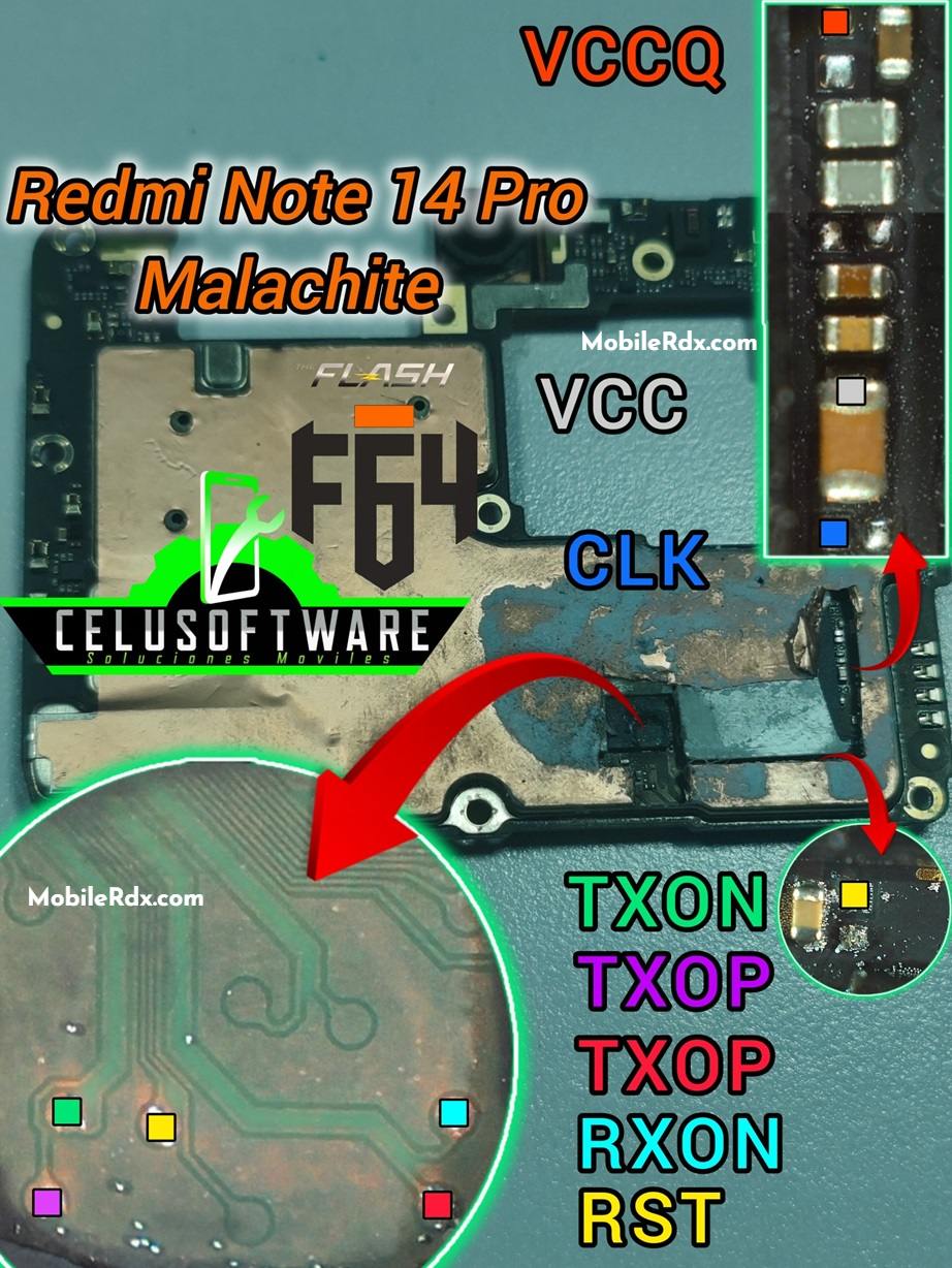 Redmi Note 14 Pro ISP Pinout Connection (UFS Chip)