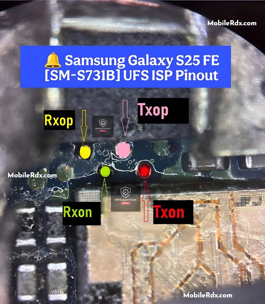 Samsung Galaxy S25 FE SM-S731B UFS ISP Pinout