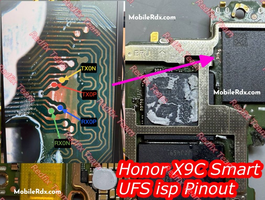Honor X9c UFS ISP Pinout | Flash64/ EasyJTAG / UFI